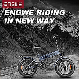 ENGWE 750W Folding Electric Bike for Adults 20" 4.0 Fat Tire Mountain Beach Snow Bicycles Aluminum Electric Scooter 7 Speed Gear E-Bike with Detachable Lithium Battery 48V12.8A Up to 28MPH (Gray)