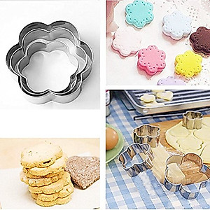 Cookie Cutters Pastry Biscuit Cutters, 12 Pcs Metal Stainless Steel Heart Star Circle Flower Shaped Mould