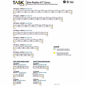 Task APT Angled Power Strip 18 inch Left, 3 Receptacles, White