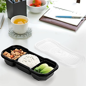 Hiceeden 50 Pack 16 Oz Meal Prep Containers with 3 Compartments, Disposable Plastic Bento Boxes Stackable To Go Food Containers Travel Lunch Boxes for Office, School, Picnic, Microwave Safe