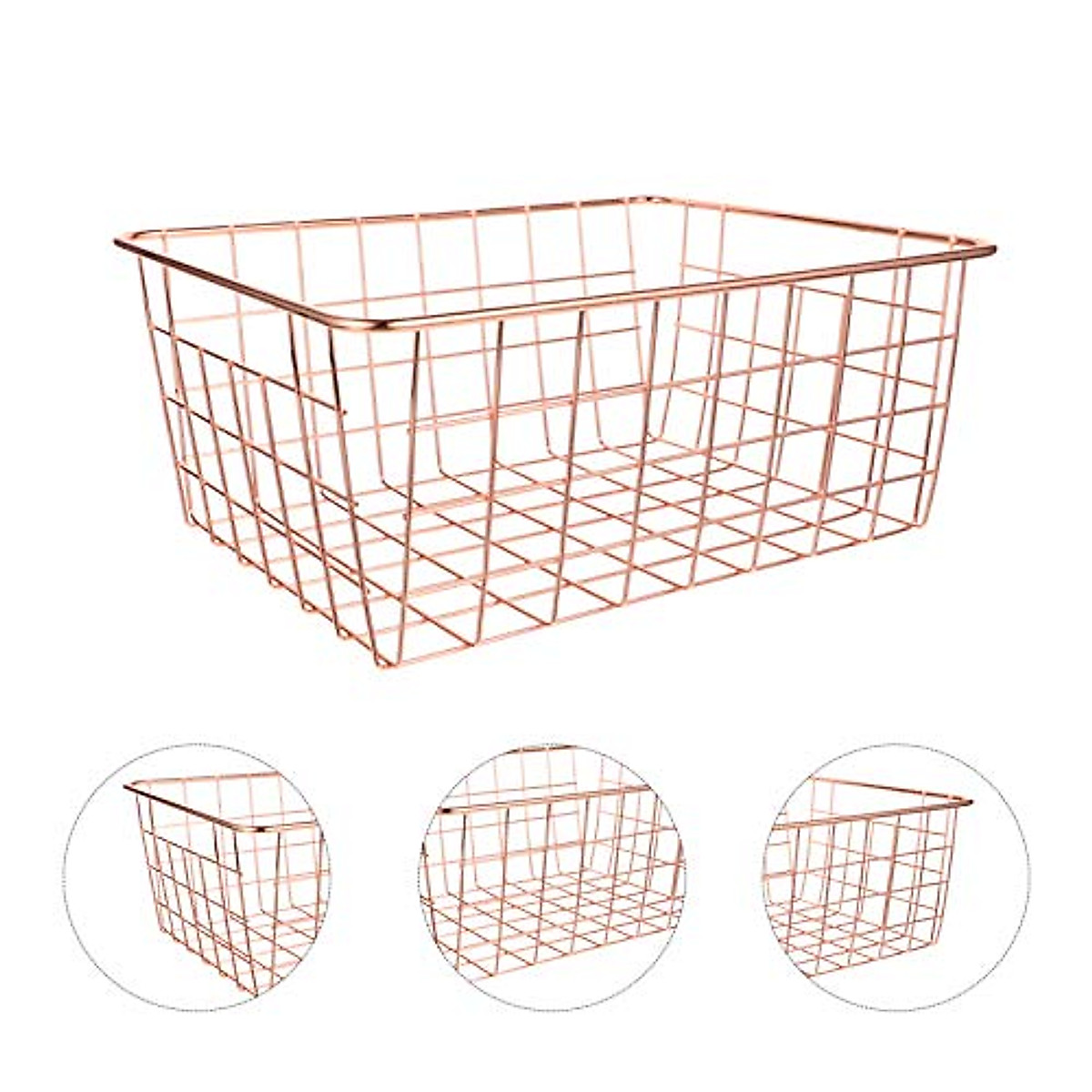 ORFOFE Basket Laundry Sundry Baskets Iron Makeup Gold Table Rose Books Desktop Blanket Organizer Storage Food Sundries Decorative Clothes Shelfrose Household Nesting Wire Cloths