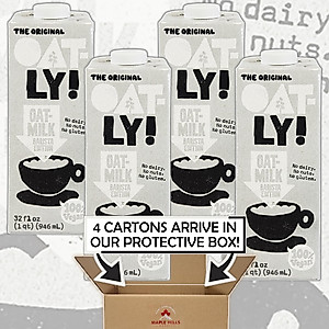 Oatly Original Barista Edition Oat Milk Bulk Pack - 128 ounces - 4 Individually Sealed 32 oz Cartons - No Dairy, Nuts, or Gluten - Perfect foaming for Lattes - In Maple Hills Market Protective Box