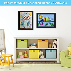 [2Pack] Kids Art Frames, 9x12 Front Opening Kids Artwork Frames Changeable, Black Artwork Display Storage Frame for Wall, Holds 50 Pcs, for 3D Picture, Crafts, Children Drawing, Hanging Art, Portfolio