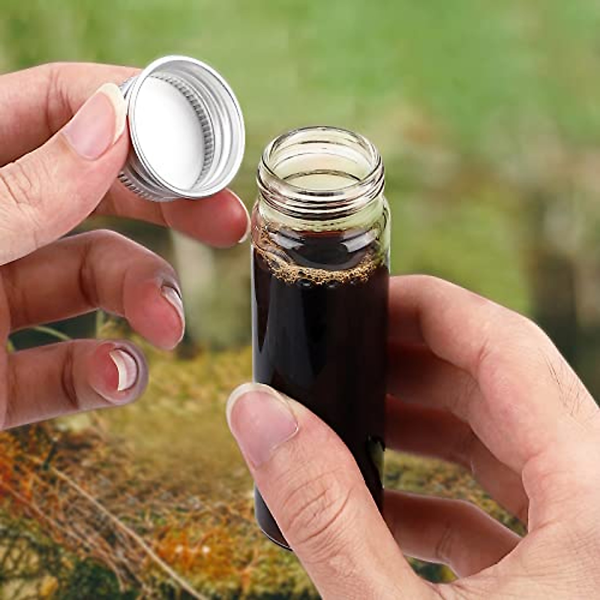 TOBWOLF 12PCS 50ml / 1.7oz Glass Spice Jars, Transparent Spice Containers with Aluminum Lids, Seasoning Storage Bottle Spice Bottles, Glass Seasoning Jars for Home Kitchen, Outdoor Camping, Gardening