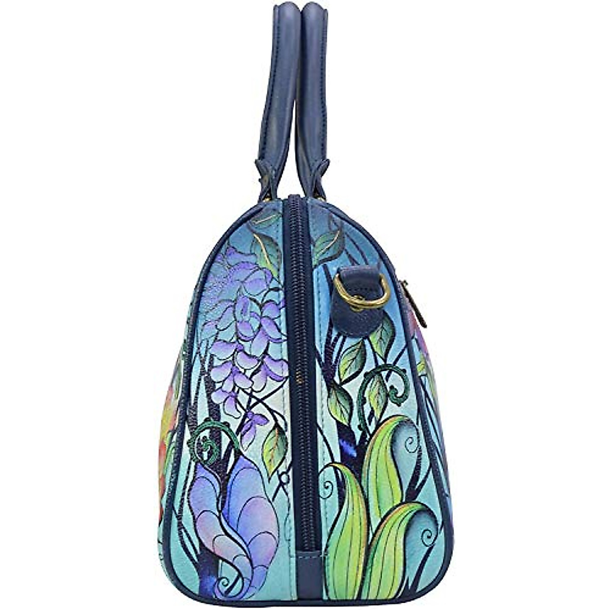 Anuschka Hand Painted Leather Women's Zip Around Classic Satchel - Enchanted Garden