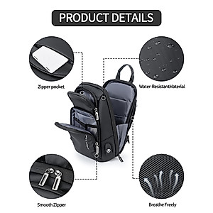 VGOCO Black Sling Bag for Men,Mens Crossbody Bag Hiking Sling Backpack Small Waterproof Anti Theft Shoulder Bag for Women One Strap Backpack Tactical Chest Bag Travel Casual Daypack