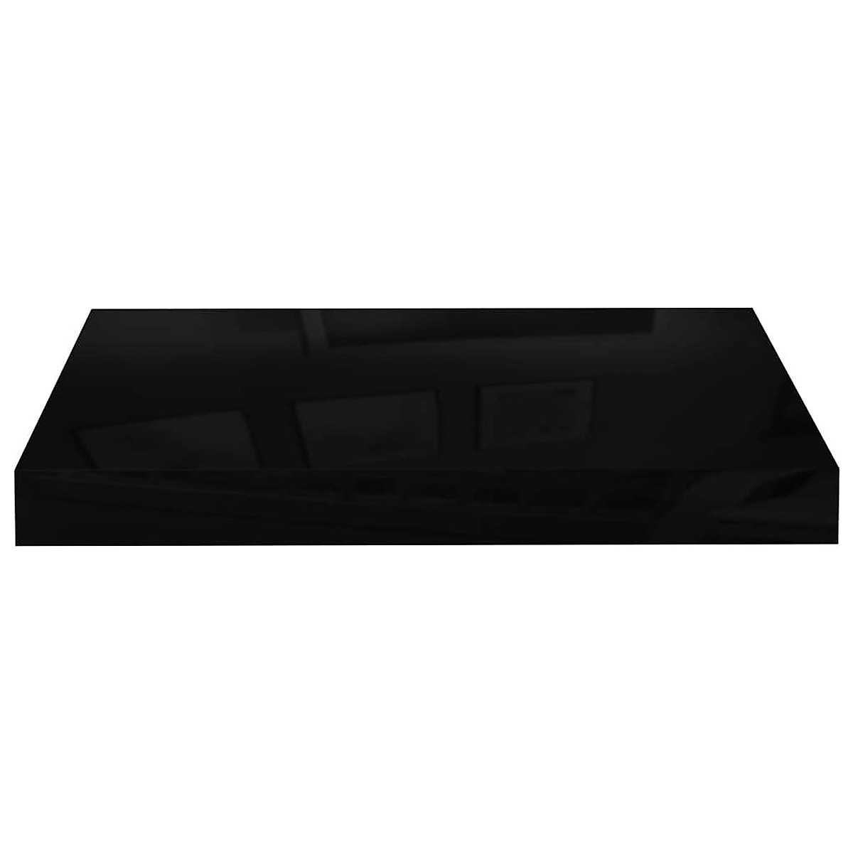vidaXL Floating Wall Shelves, 4 pcs, High Gloss Black 15.7"x9.1"x1.5", MDF Material, Modern Black Wall Display Shelves with Invisible Mounting System
