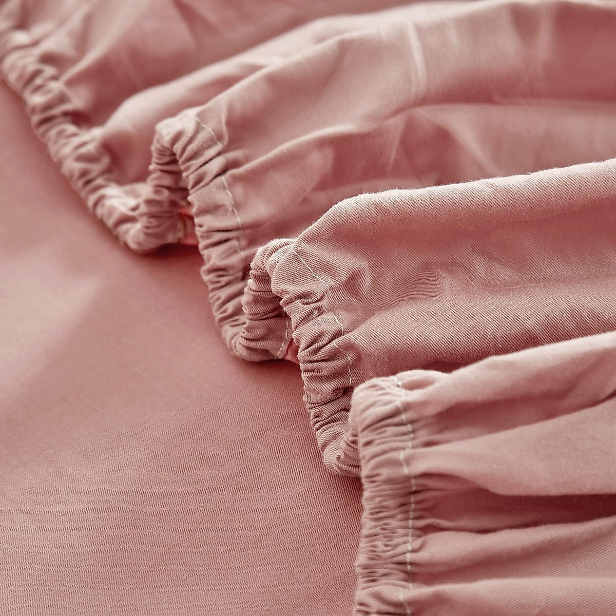 Twin Fitted Sheet Only,100% Cotton Blush Pink Bottom Sheet with 15" Deep Pocket,Comfortable and Breathable Mattress Cover for Girls Women