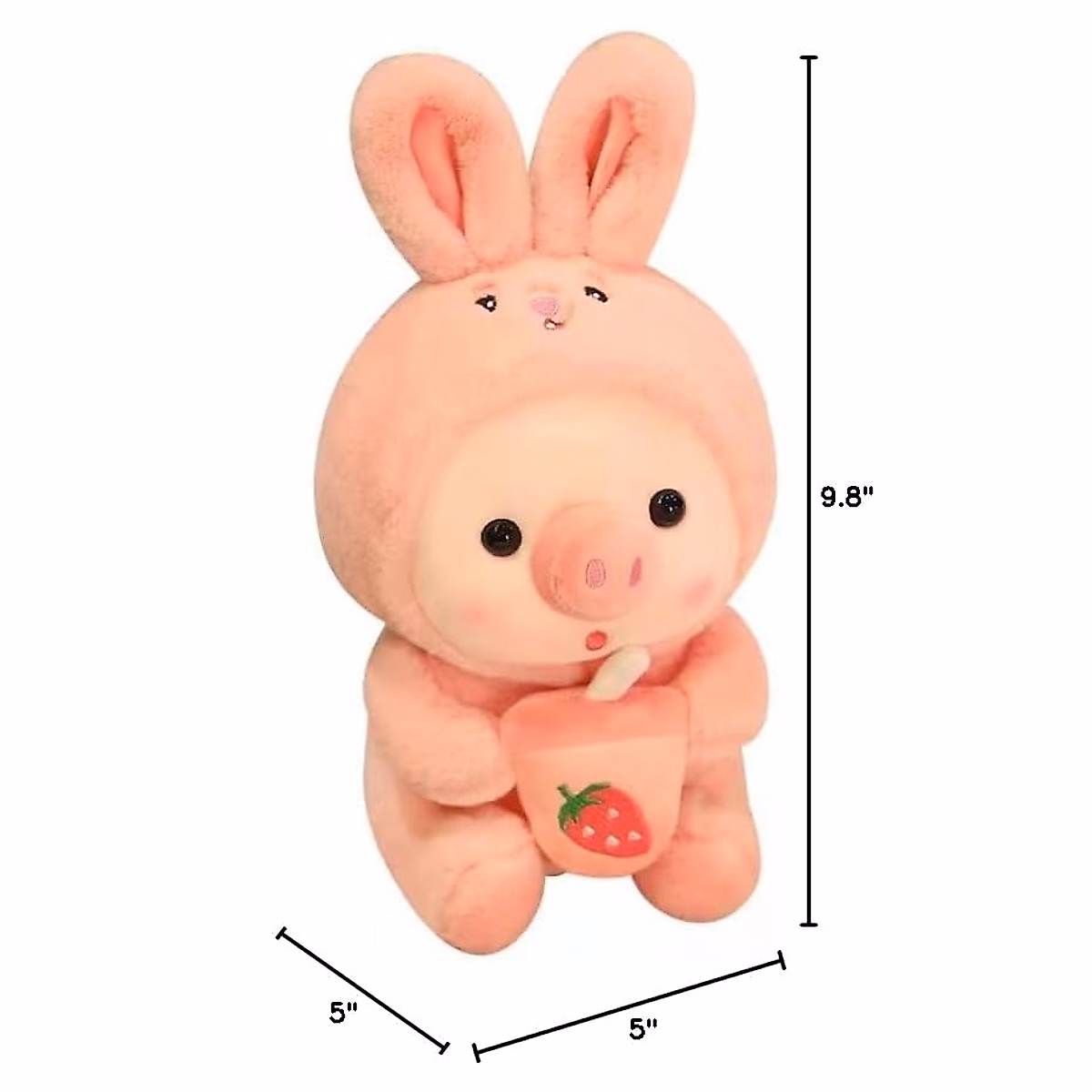 Awcvire Cute Boba Pig Plush Doll, Bedtime Buddy 9.8" Plush Toy, Soft Stuffed Animal Plushies. (Pink)