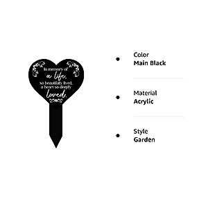 Memorial Grave Markers Heart Memorial Stake Sympathy Grave Plaque Stake Cemetery Garden Stake Memorial Acrylic Grave Stake Waterproof Memorial Plaque Garden Grave Decoration for Cemetery Outdoors Yard