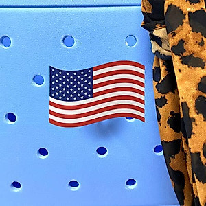 Boglets - USA Flag Charms - Decorative Charms for Displaying Patriotism - Compatible with Bogg Bags, Simply Southern and other Tote Bags (USA Flag)