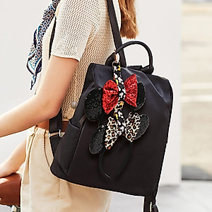 2Pcs Mouse Ear Holder for Backpack Bag Headband Holder Lanyard Strap Keychain Hanging Display Decor Trip Accessories Organizer Long White & Black