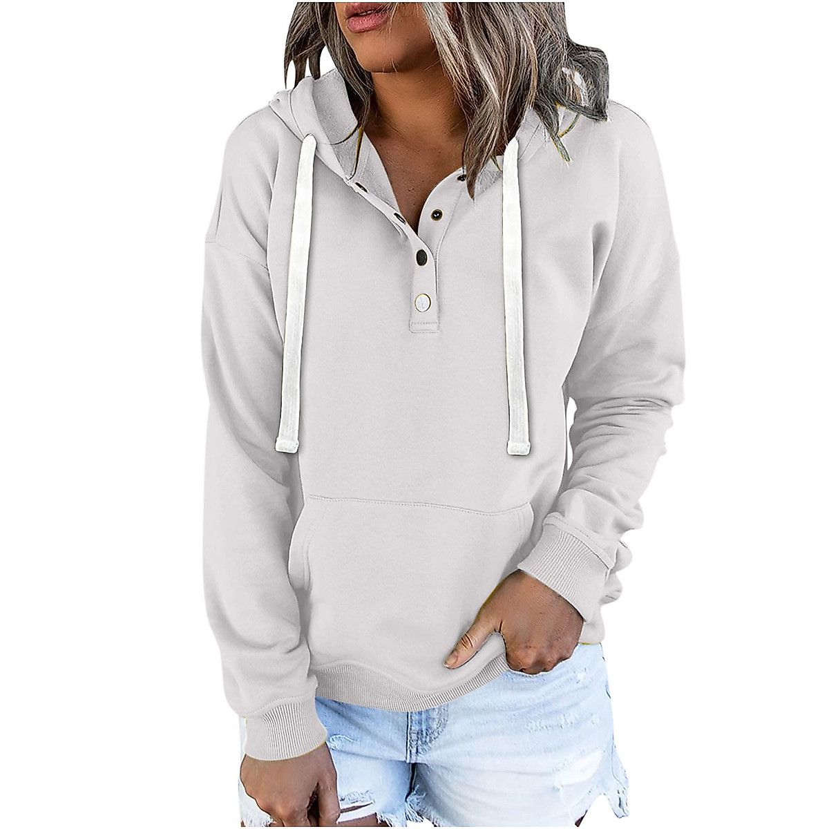 SMIDOW Hooded Sweatshirts for Women Fall Teen Girl Fashion 2023 Pullover Tops With Pockets Y2K Hoodies Pullover Tops white zip up jacket White 2X