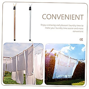 BESPORTBLE 2pcs Stainless Steel Retractable Clothesline Lightweight Curtains Clothesline Outdoor Extended Closet Pole DIY High Reach Garment Hook Coat Hanger Clothes Fork Pole Outrigger Cane