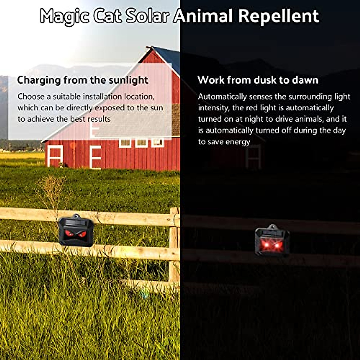 Solar Predator Control Light Nocturnal Animal Repeller Outdoor Animal Deterrent Devices Motion Activated Animal Repellent for Skunk Deer Coyote Fox Raccoon Cat Garden Yard Farm Chicken Coop (12 Pack)