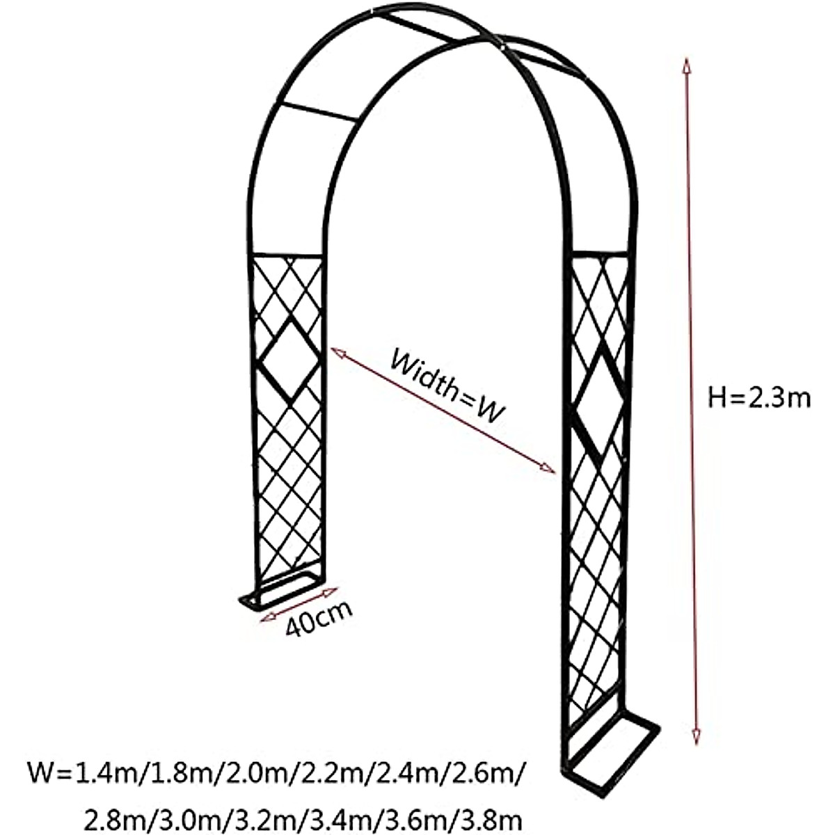 Metal Garden Arch Metal Garden Arbour Trellis Archway Rose Arch Wedding Archway Heavy Duty Strong Tubular Arbour Flower Stand with Base (Bronze W2.6xH2.3m/8.5x7.5ft)