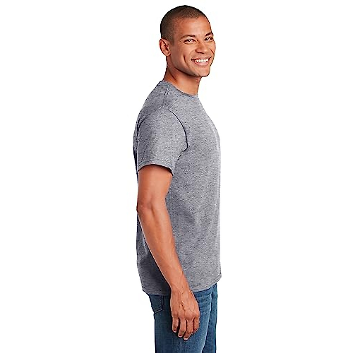 Gildan Men's Crew T-Shirts, Multipack, Style G1100, Black/Sport Grey/Charcoal (5-Pack), Medium