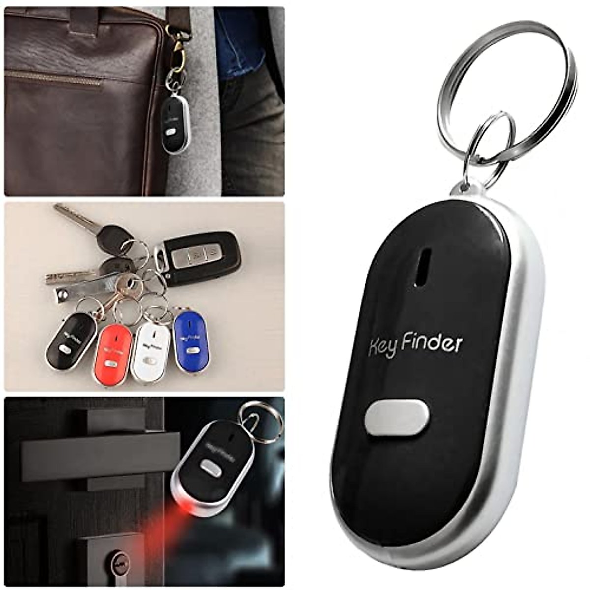 Key Finder Device - Voice Control Anti-Loss Device with Whistle Audio Induction Portable Locator for Pet Keychain Locator Key Suitcase Tracking Locating, Black