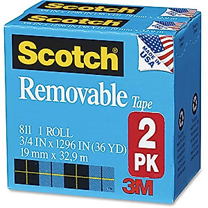 Scotch - 8112PK Removable Tape, 3/4 in x 1,296 in, 2 Boxes/Pack, Post-it Technology (811-2PK)
