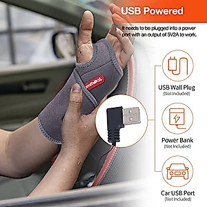 Comfheat Wrist Heating Pad Wrap for Pain Relief, Heated Wrist Brace Heat Therapy for Carpal Tunnel Relief, Sprains, Swelling, De Quervain's Tenosynovitis, Tendonitis Hand Pain - Left Right Hand Grey