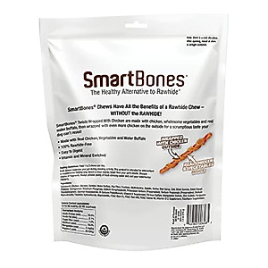 SmartBones Twists Wrapped with Chicken Made with Real Water Buffalo, 30 Count, Rawhide-Free Chews for Dogs