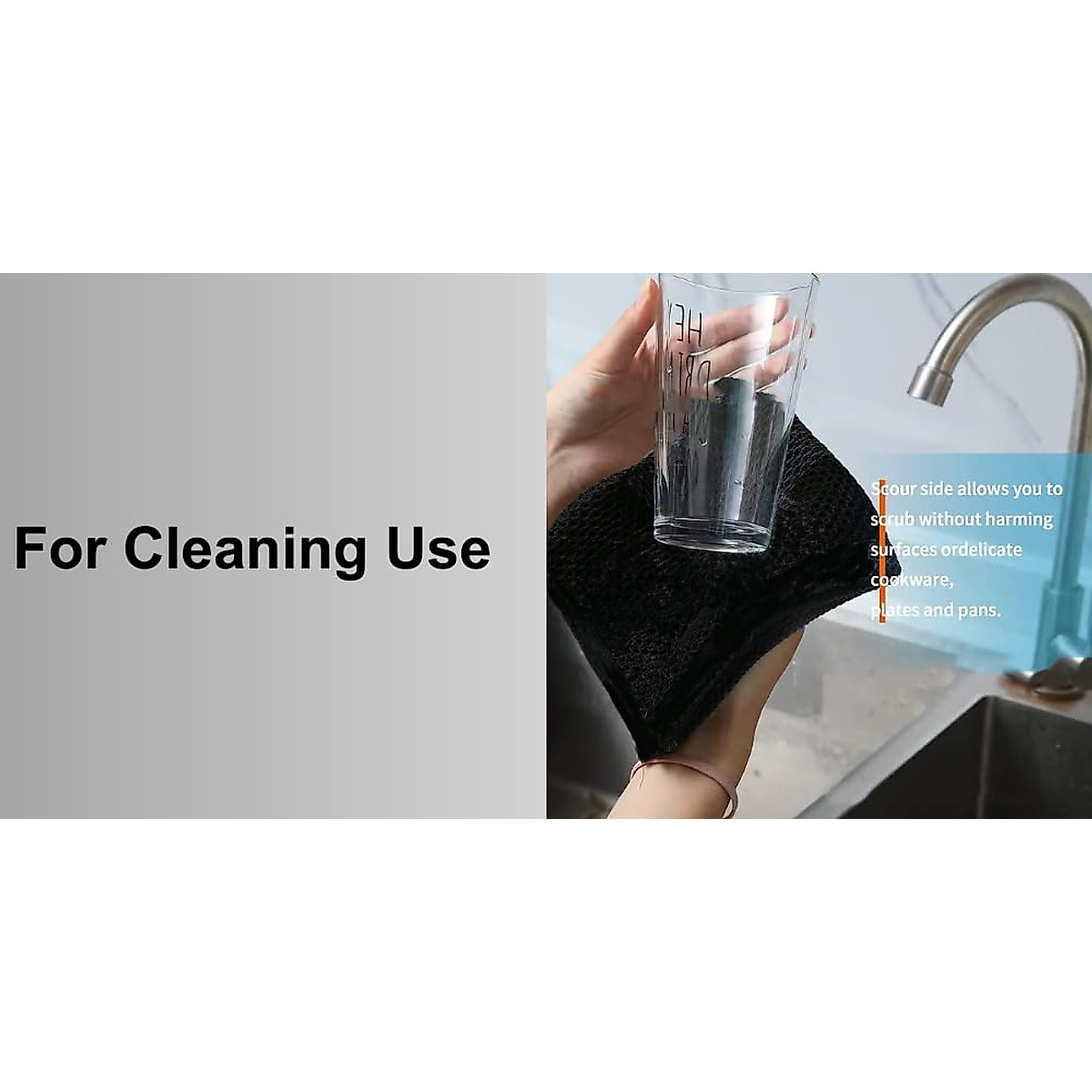 Cotton Terry Kitchen Dish Cloths | Set of 10 | 12 x 12 Inches | Super Soft and Absorbent |100% Cotton Dish Rags | Perfect for Household and Commercial Uses | Black