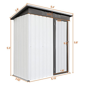 Outdoor Storage Shed, 6×4Ft Metal Storage shed, Galvanized Steel Garden shed with Lockable Double Doors, Backyard Bike shed, Tool shed for Patio Lawn Backyard Trash Cans, Black