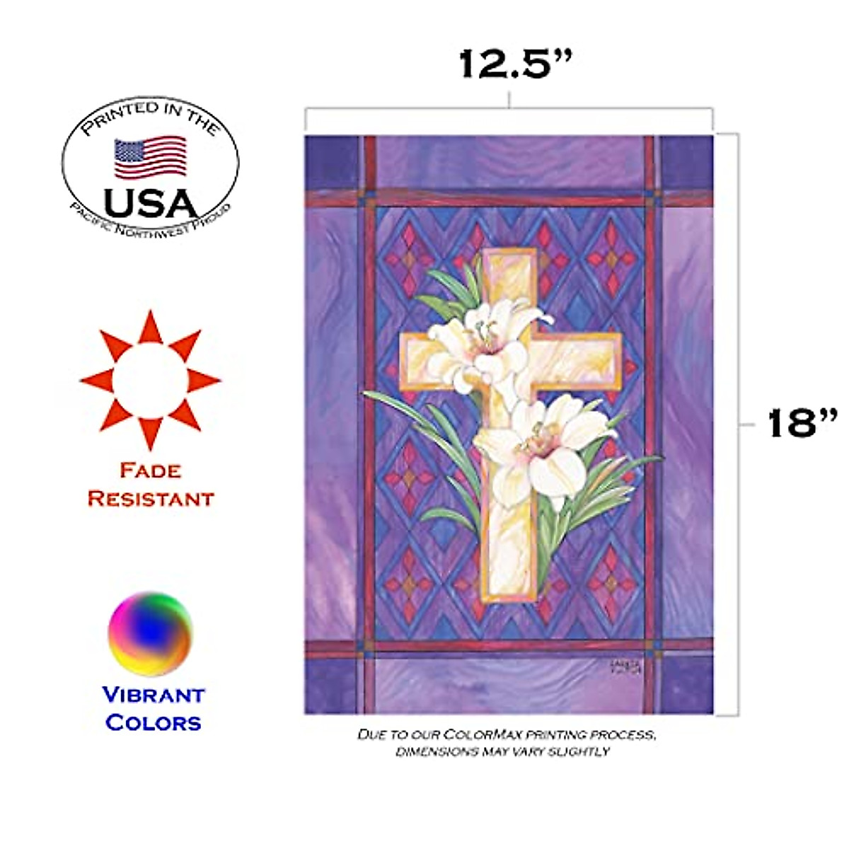 Toland Home Garden 112516 Lily & Cross Easter Flag 12x18 Inch Double Sided Easter Garden Flag for Outdoor House religious Flag Yard Decoration