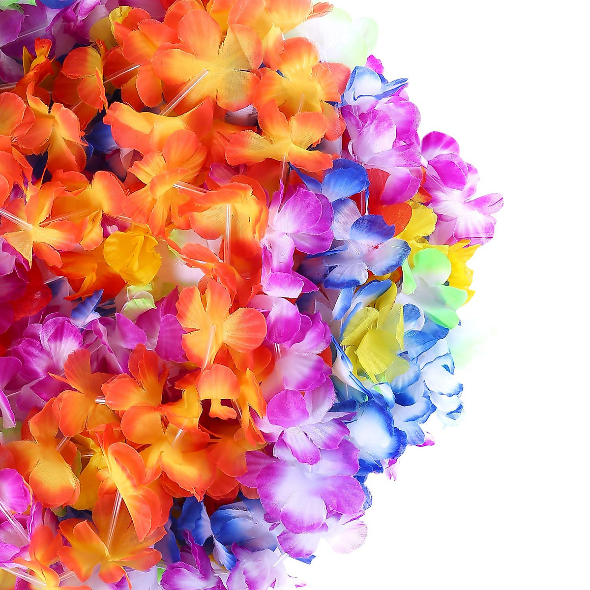 GINMIC Hawaiian Leis, Luau Party Favors,64Pcs Tropical Hawaiian Party Necklace,Hawaiian Plumeria Flower Hair Clip,Headbands and Wristbands, For Kids or Adults Party Supplies, Birthday, Wedding