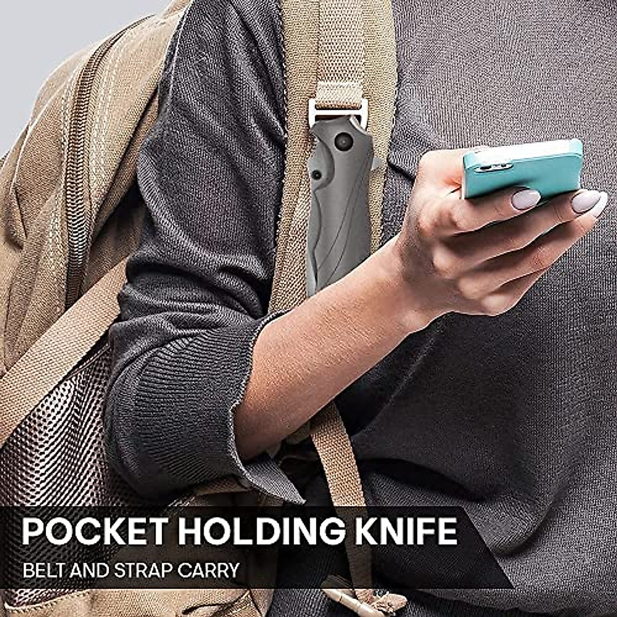 Grand Way Bundle of 2 Items - Pocket Knife for Men - Folding Knofe - EDC Fold Knives - Sharp Blade Knifes - Tactical Knofe - Camping Hunting Hiking Fishing EDC Survival Knife Gifts for Men