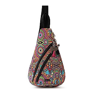 Sakroots Women's Go Sling Backpack in Nylon Eco Twill, Rainbow Wanderlust, One Size