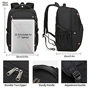 17.3 inch Laptop Backpack,Extra Large Backpack Bookbag Computer Rucksack with USB Charging Port,Water Resistant Sturdy Backpack for College School Travel,Men Women Casual Daypack,Black