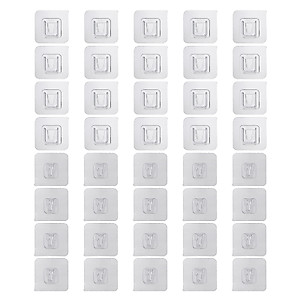 Sscon 40Pcs Double Sided Hooks Transparent Self Adhesive Wall Hooks Strong Storage Hooks for Bathroom Kitchen
