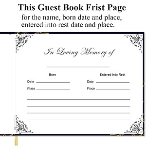 Funeral Guest Book - GuestBook for Memorial & Funeral Services, Guest Sign-in Book & Guestbook Planner, 440 Guests Entries with Name & Address, Memory Book for Funeral Guest Registry, 9" x 7", Black