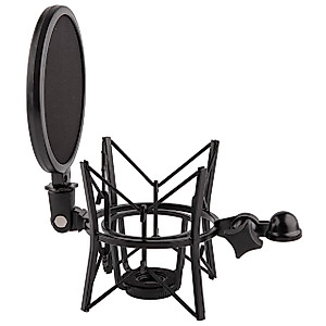 LYRCRO Microphone Shock Mount with Integrated Pop Shield for Rode Mics like K2, NT1-A,NT1000, NT2-A, NT2000, NTK, Podcaster and Procaster (20mm Internal Thread).