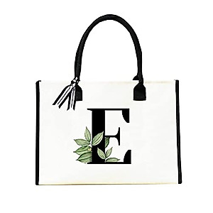 SANCABA 20th 30th 40th 50th Gfits Tote Bag Initial Monogrammed Bag,Personalized Beach Bag Reusable Bags,Wedding Bride Bridemaids