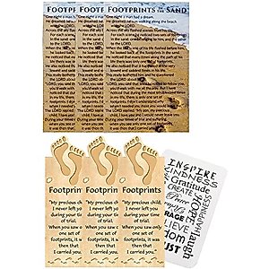 Footprints in The Sand Poem Bookmark - and Inspirational Magnetic Bookmarks, Pocket Size Motivational Card Set | Christian Cardstock and Prayer Bookmarks for Bible Study, Book, Journal | 7 Items