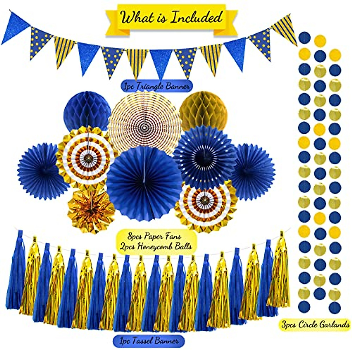 Paper Fans Party Decorations Glitter Paper Triangle Flag Pennant Banner Tassel Garland Circle Banners Party Supplies for Graduation,Bachelorette, Birthday, Wedding, Baby Shower