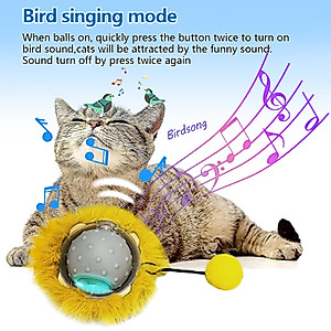 Sofolor Motion Activate Interactive Cat Toys - Automatic Moving Ball Toys for Indoor Cats, Self Rotating Ball with Lights, Electric Cat Mice Toys, USB Rechargeable, Auto On/Off