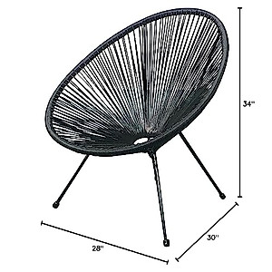 Kingmys Acapulco Woven Lounge Chair for Indoor and Outdoor Use (1PC Black)