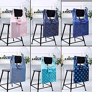 Foldable Reusable Grocery Bags Folding Shopping Tote Bag Fits in Pocket Eco Friendly Cloth Bags for Groceries Recycle Bags Water Resistant Lightweight Strong & Durable Grocery Bags Large(6Pack)