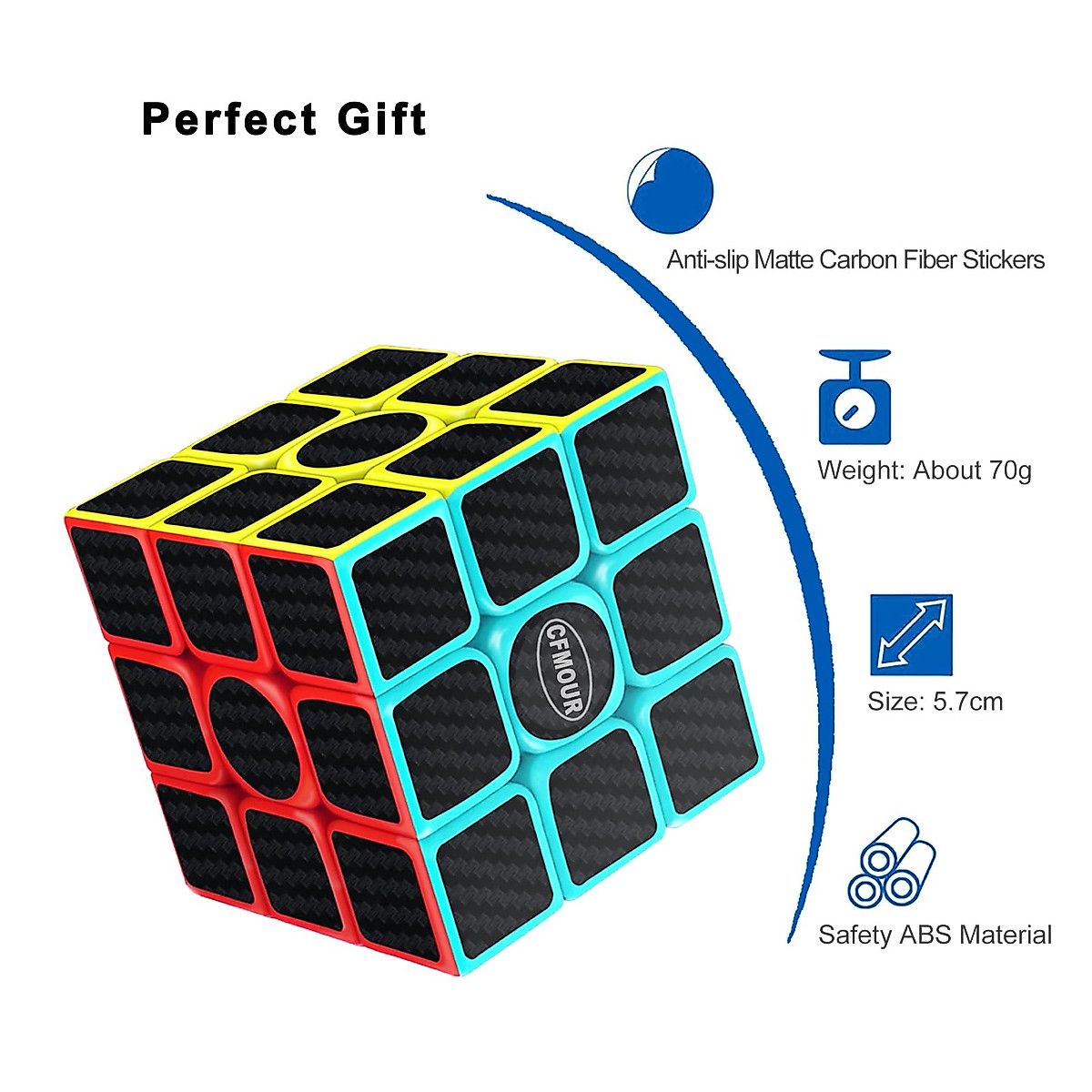 CFMOUR Original Speed Cube 3x3x3, Fast Magic Cube for Kids, Smooth Carbon Fiber Cubes, Puzzle Toys