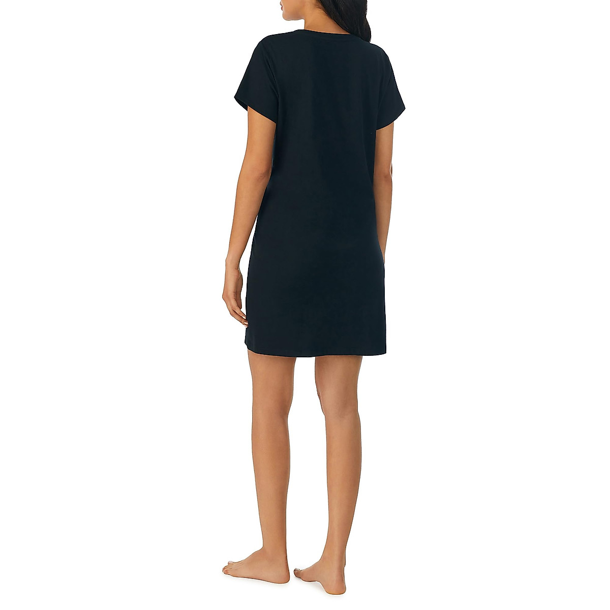 Nautica Women's V-Neck Sleep Shirt, 100% Cotton Jersey, Black, 1X
