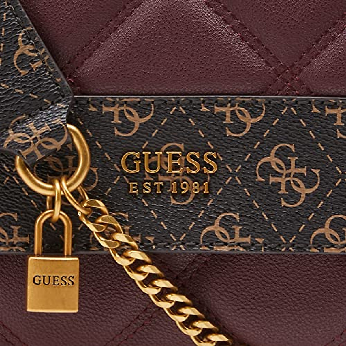 GUESS womens Katey Flap Shoulder Bag, Burgundy Multi, One size US