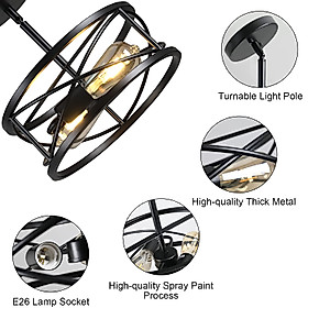 Karjearl Farmhouse Semi Flush Mount Ceiling Light, D11.8 Inches Black Industrial Sloped Ceiling Light Fixtures Vintage Metal Cage Ceiling Lamp for Kitchen Hallway Entryway Laundry Room Bedroom