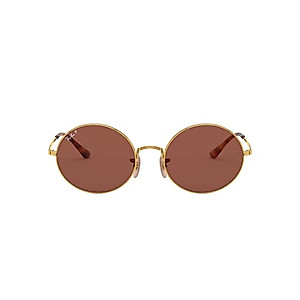 Ray-Ban Rb1970 Oval Sunglasses, Gold/Polarized Purple, 54 mm