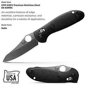 Benchmade - Mini Griptilian 555-S30V Outdoor Knife with Black Handle (555-S30V)