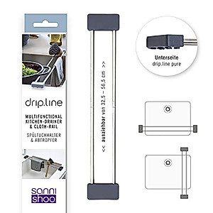 Sanni Shoo drip.line Pure - Adjustable Drip Tray - Practical, Multifunctional Kitchen Rack for Storing Dishcloths and Brushes Hygienically - Drip Drying Bottles - Heat-Resistant (Anthracite, Pure)