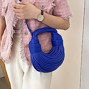 Hand-Woven Bread Women's Clutch Top Handle Satchel Shoulder Crossbody Creative Noodles Purses Underarm Bag Handbag (khaki)