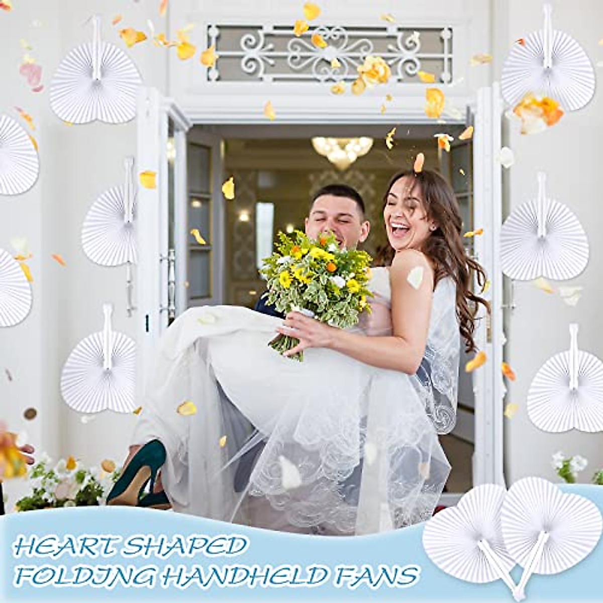 150 Heart Shaped Wedding Paper Fans - Elegant Party Decor